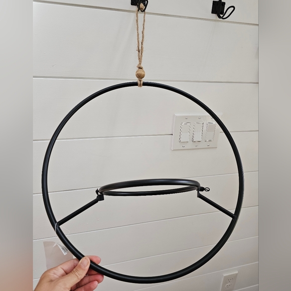 Other | Modern Metal Hanging Hoop Planter For Flower Pot Black | Poshmark
